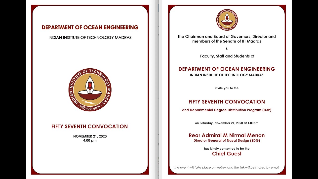 Department of Ocean Engineering, D3P Convocation 2020, IIT Madras - YouTube