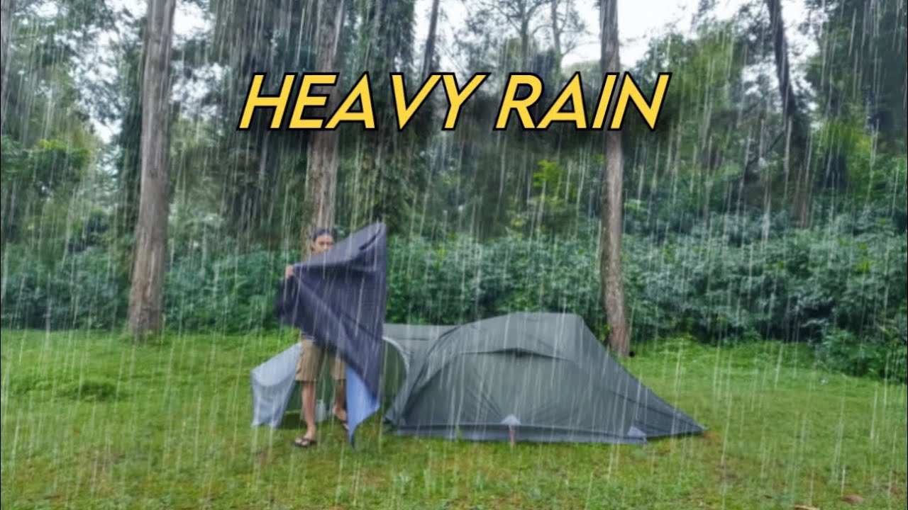 Couple Camping In Super Heavy Rain • Camping with My Wife in Super Rain ...