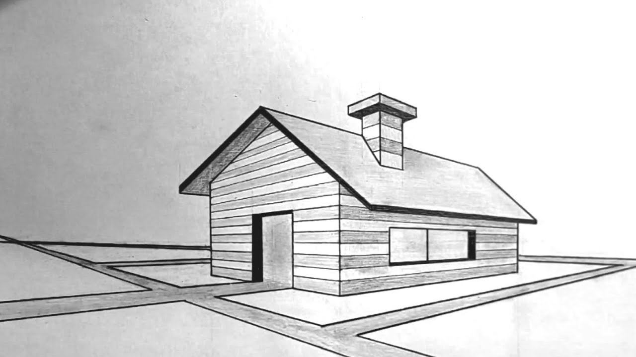 3D Old House With Two Perspective Points By Hand - YouTube