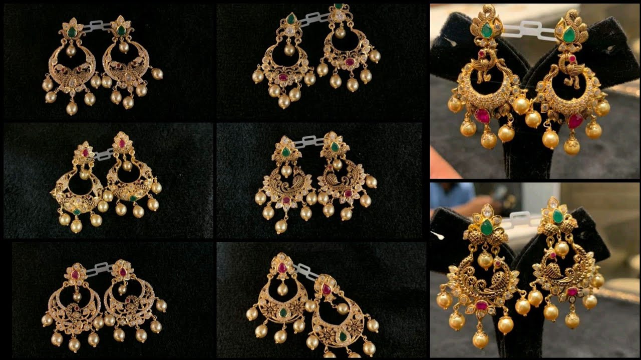 Latest Gold Traditional Lightweight Chandbali Earrings Designs - YouTube
