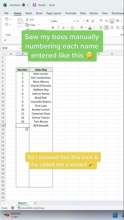 Create a list that automatically numbers itself by combining these two functions. #shorts #excel ...