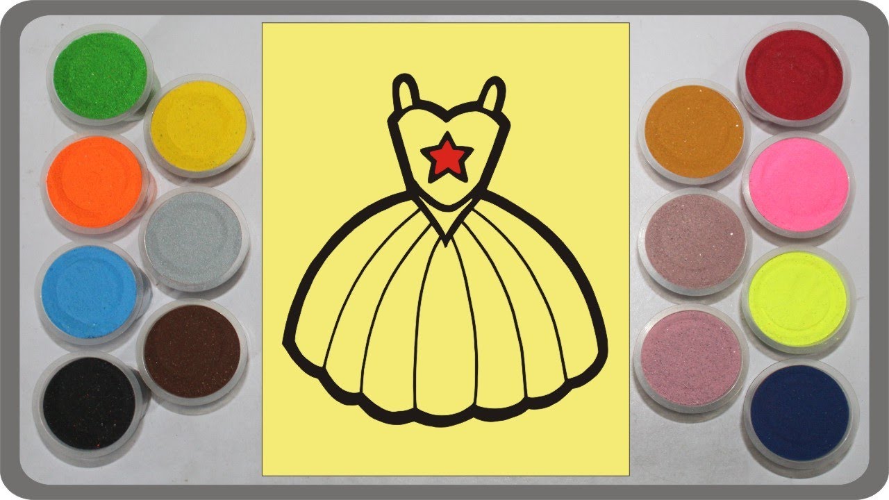 Sand Painting princess Dress || How to coloring princess dress with ...