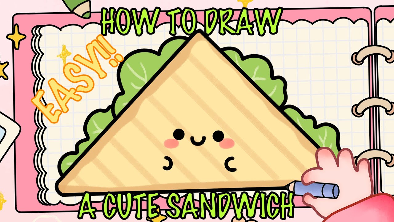 How To Draw a Cute Sandwich Drawing Tutorial for Kids Cute & Easy Art ...