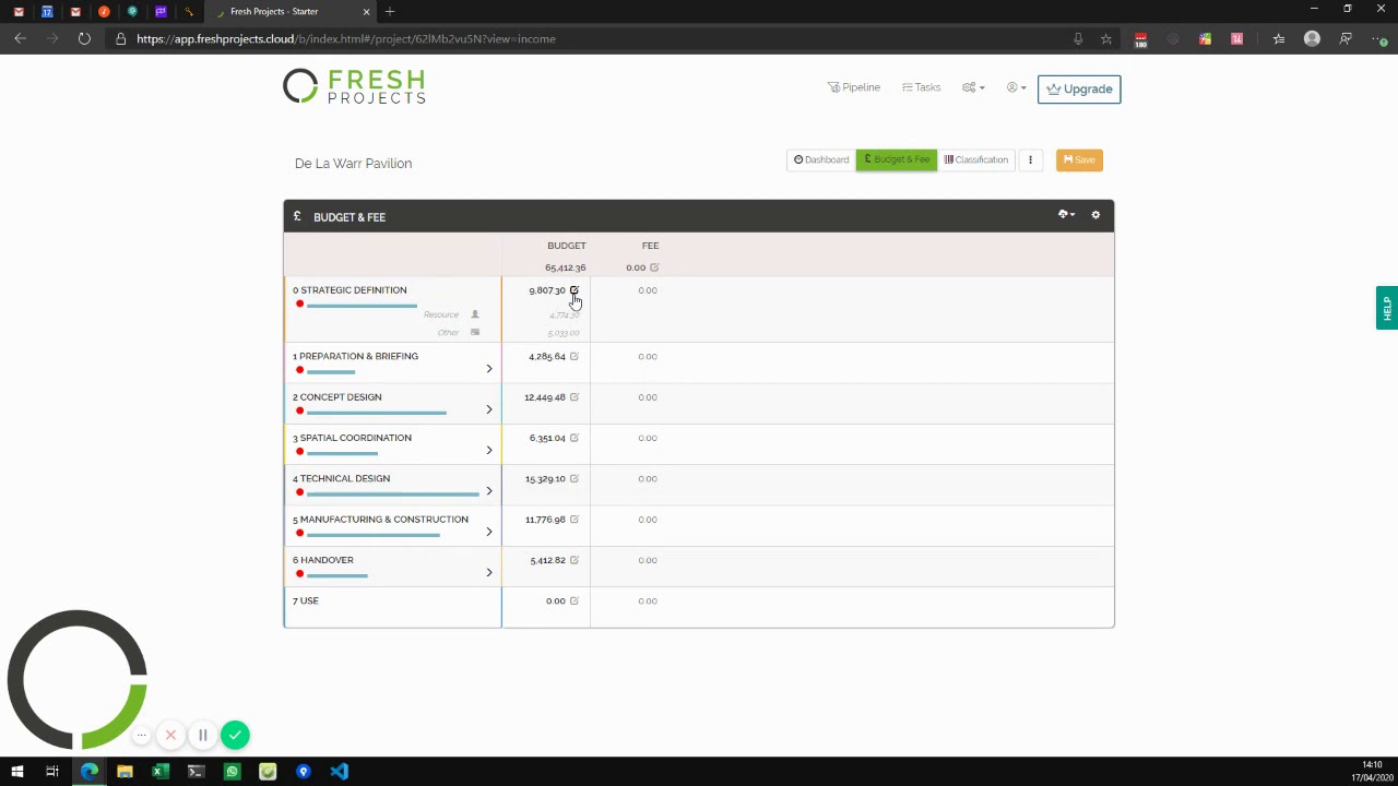 Fresh Projects Starter: How to Quickly Add Budget and Fees - YouTube
