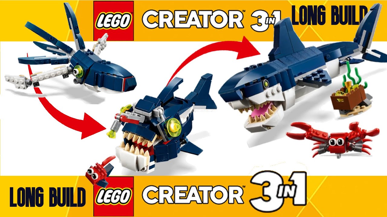 Lego Creator LONG BUILD Shark Squid Angler Fish 3in1 Deep Sea Creatures ...