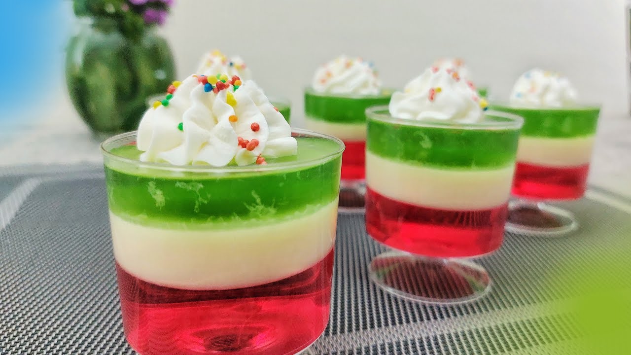 Mini dessert cup | three layered jello cup | holiday dessert - YouTube