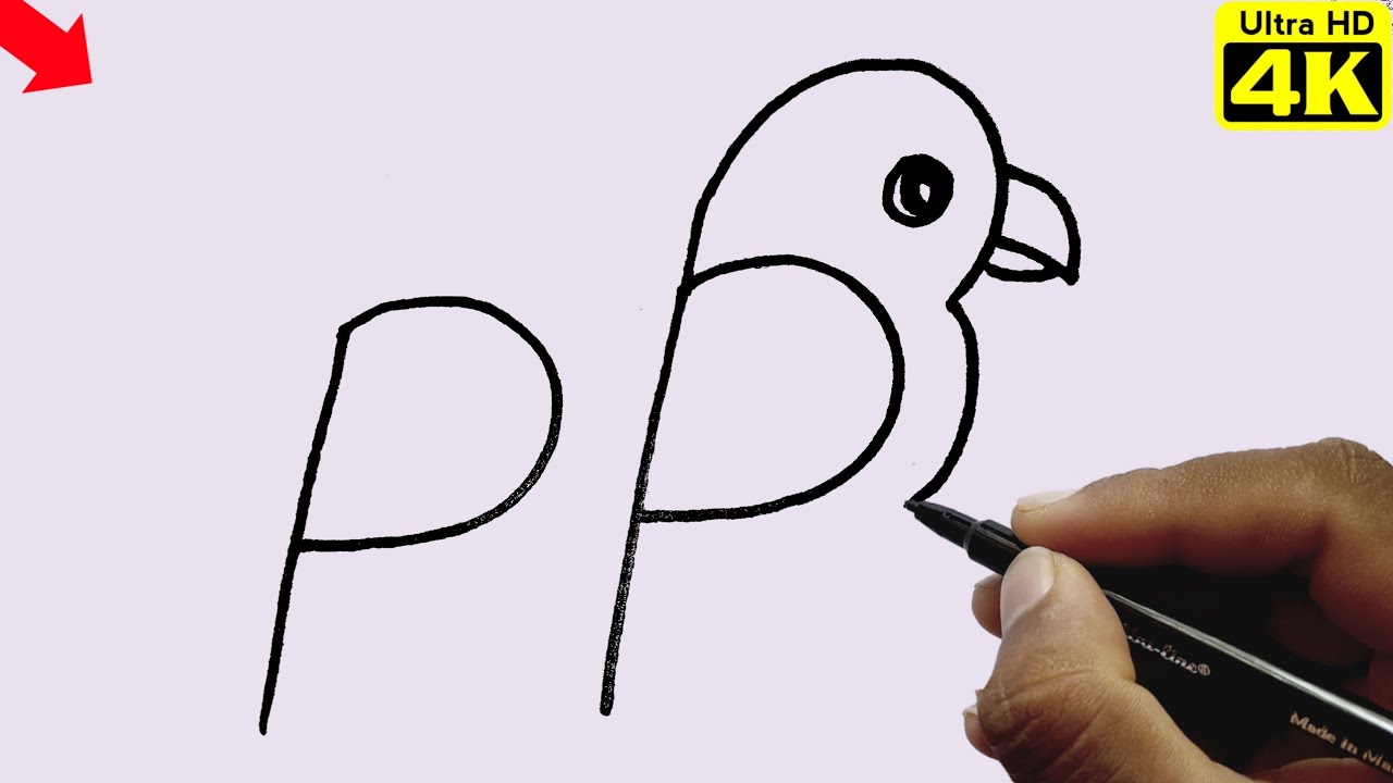 How To Draw Adorable Parrot From PP In Just 10 Minutes | Easy Step By ...