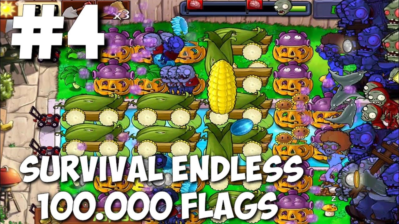 Plants vs Zombies Survival Endless 100000 Flags Part 4 | 60 - 80 Flags ...