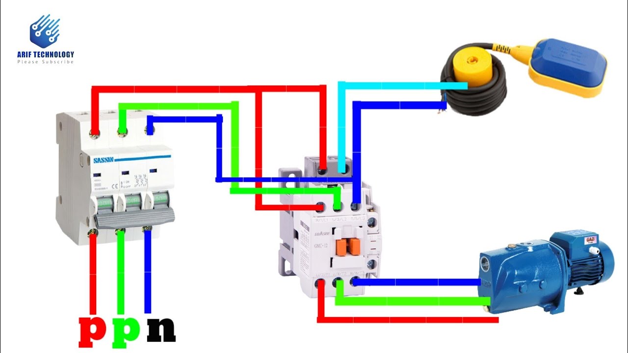 Float Switch Wiring With 3Phase Motor Connection Diagram/Animation ...