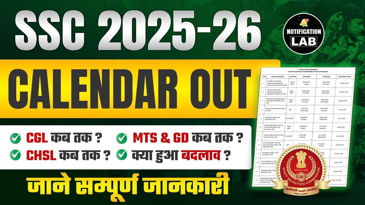 SSC Calendar 2025-26 | SSC Exam Calendar 2025 | SSC Exam Dates 2025 ...