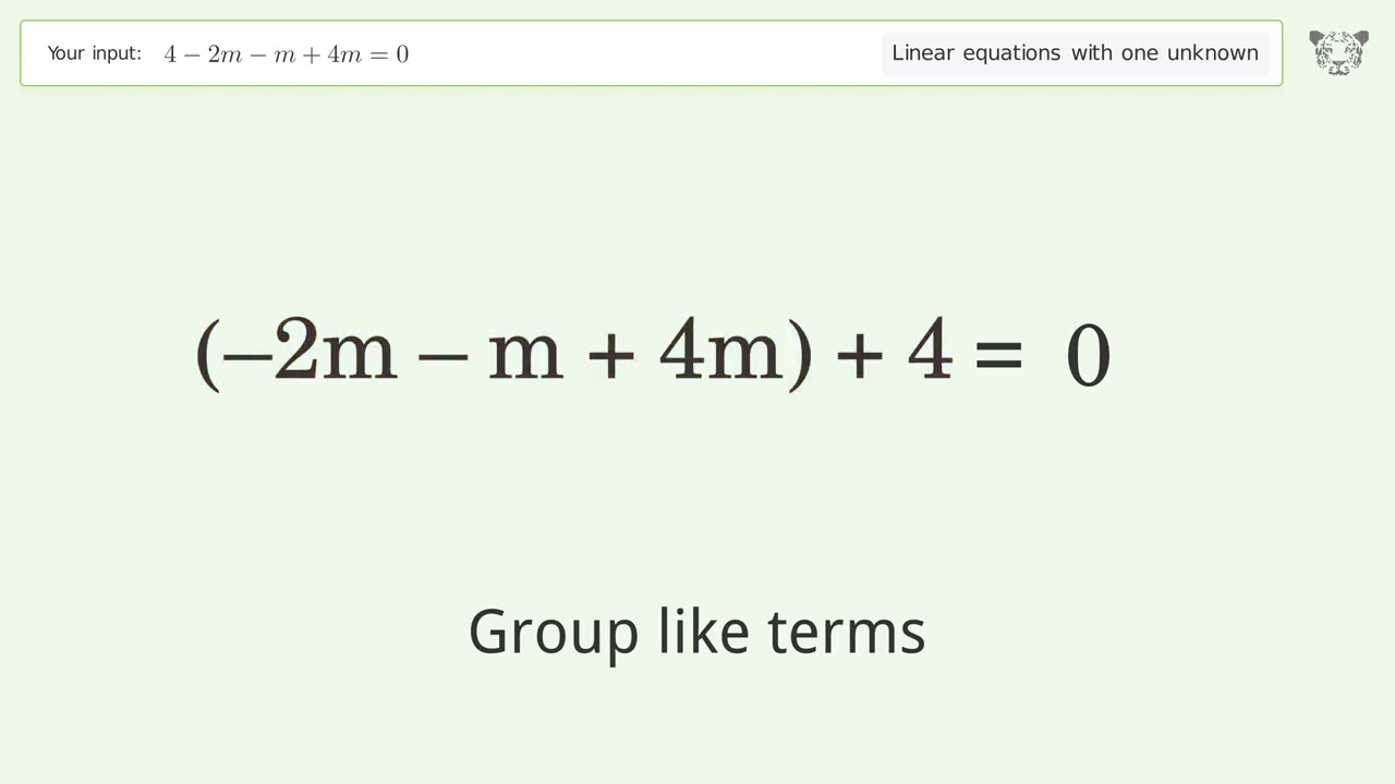 Solve 4 2m m 4m 0 Linear Equation Video Solution Tiger Algebra YouTube Solve 4 2m m 4m 0 Linear Equation Video Solution Tiger Algebra YouTube