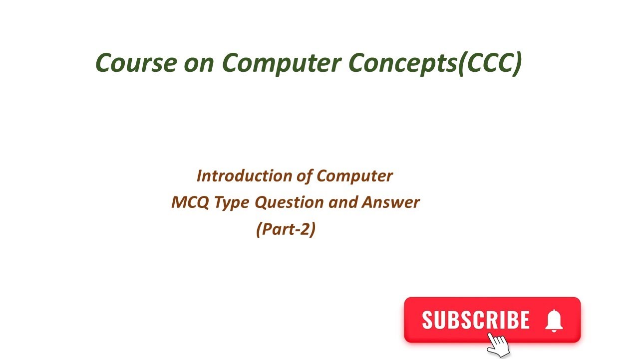 CCC-Chapter-1-Introduction of Computer (PART-2) Question and answer in ...
