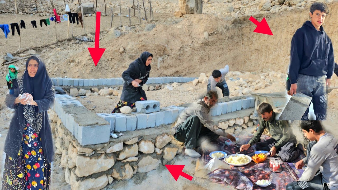 Ashraf Begins Building a New Home with the Help of Workers - YouTube
