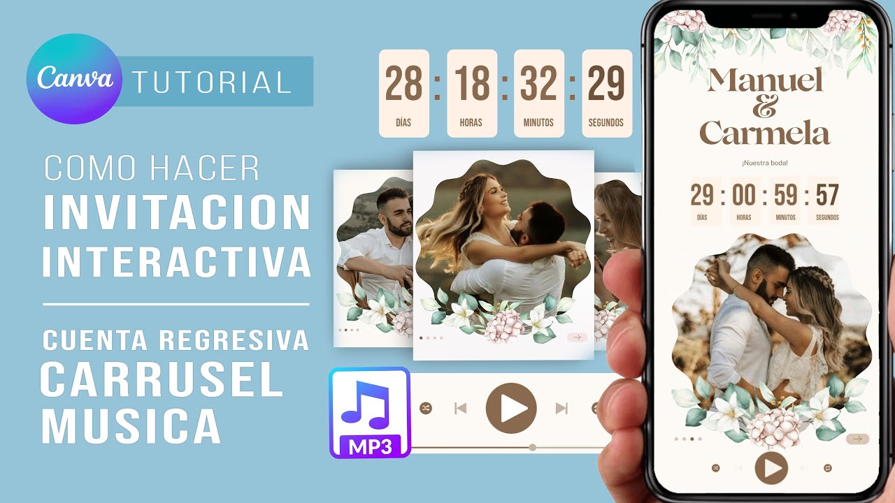 Como hacer INVITACIÓN INTERACTIVA para BODA con CUENTA REGRESIVA, CARRUSEL DE FOTOS Y MÚSICA ...