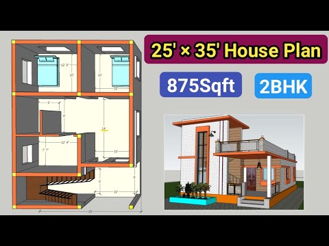 25' × 35' House Plan || 25 35 plan || 25 35 house 3d elevation || 25 35 ...