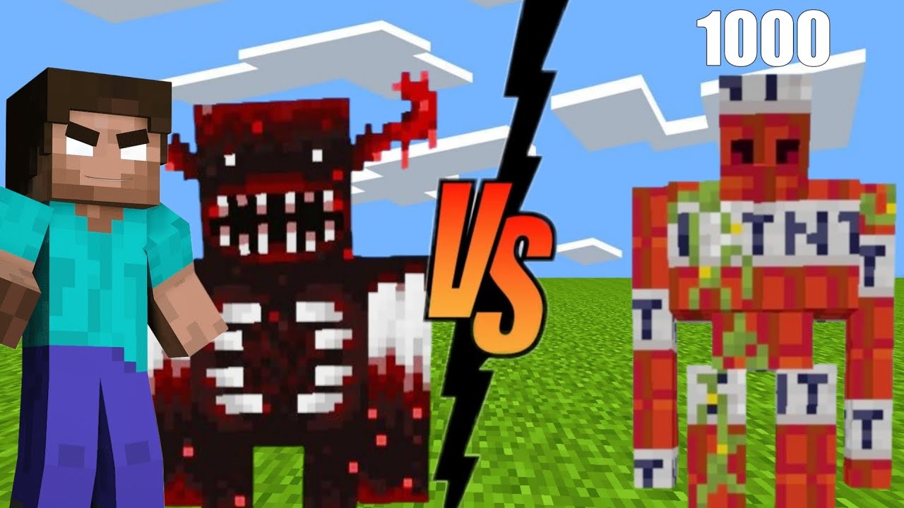 Minecraft Herobrine/Blood Warden Vs 1000 TNT Golem Battle - YouTube