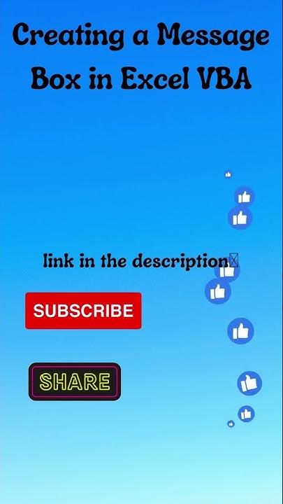 Creating a Message Box in Excel VBA - YouTube