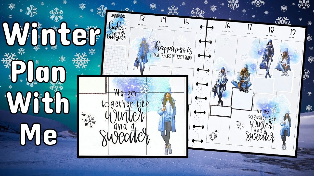 Winter Girls Spread - Plan With Me - Happy Planner - TEMU stickers ...