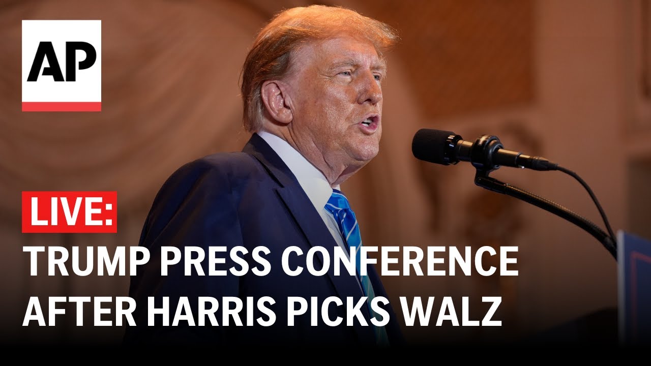 LIVE: Trump's first press conference since Harris picked Walz (FULL ...