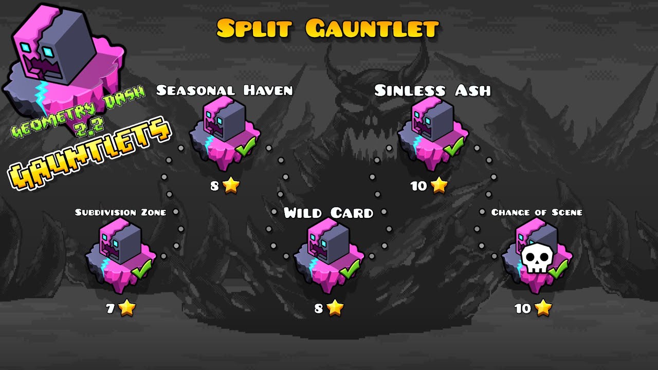 Split Gauntlet - All Levels (All Coins + Rewards) | Geometry Dash 2.2 - YouTube