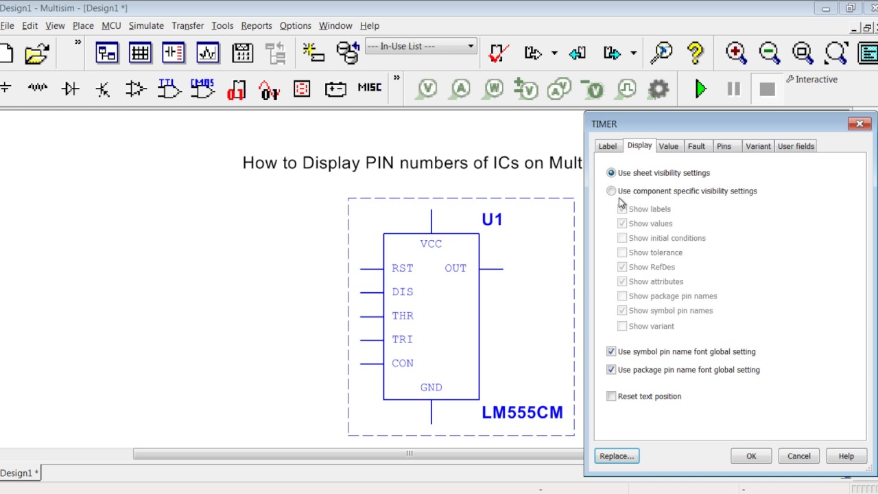 How to Display PIN Numbers of ICs on Multisim - YouTube