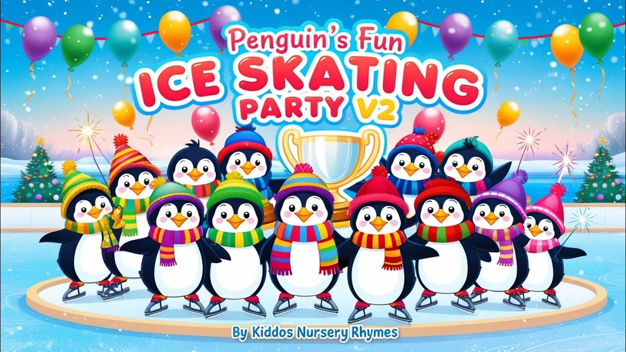 Penguin's Fun Ice Skating Party V2 | | Kids' Song with Lyrics | Kiddos ...