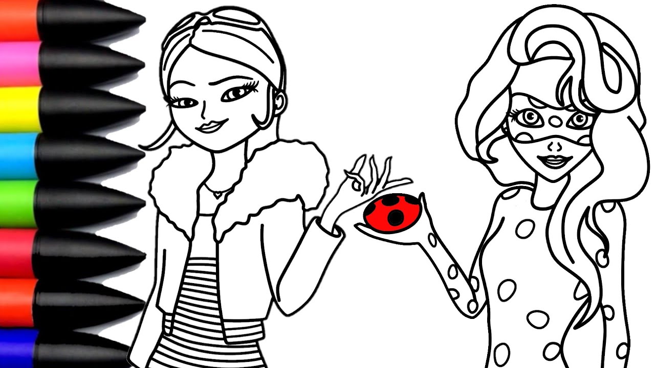 🐞Coloring Miraculous Ladybug and Chloé Bourgeois with colored markers ...