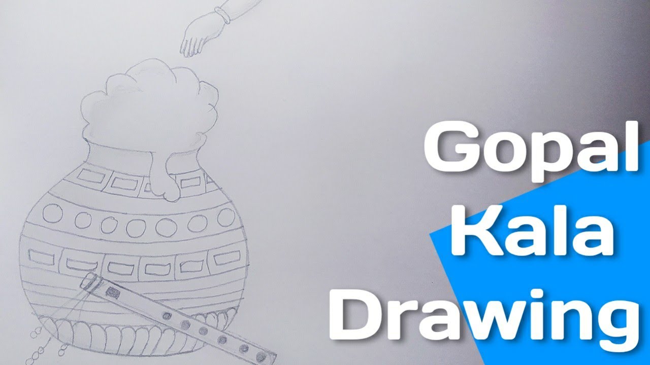 How To Draw Simple Dahi Handi Drawing | Gopalkala | Kirti Nanotkar ...