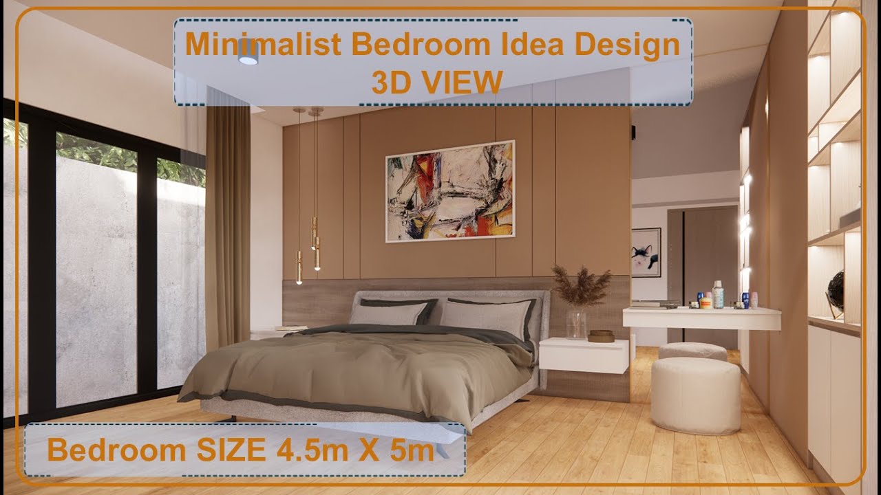 4.5m x 5m Minimalist Small Bedroom Design Idea Concept #006 - YouTube