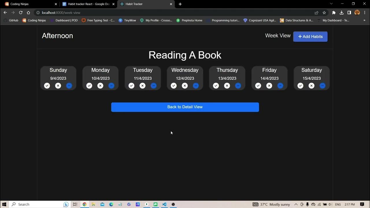 Habit Tracker App || Coding Ninjas Skill Test-Reactjs - YouTube