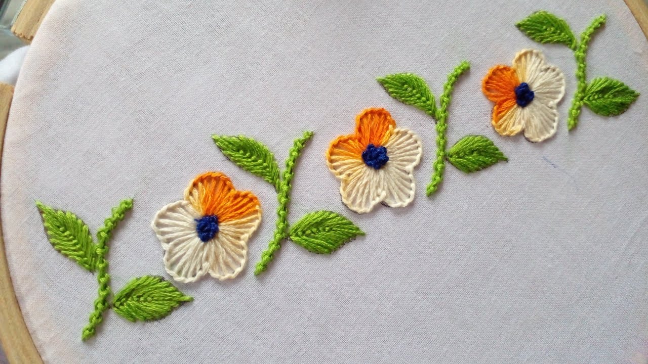Hand Embroidery Border Design / Border Design for Beginners/ - YouTube