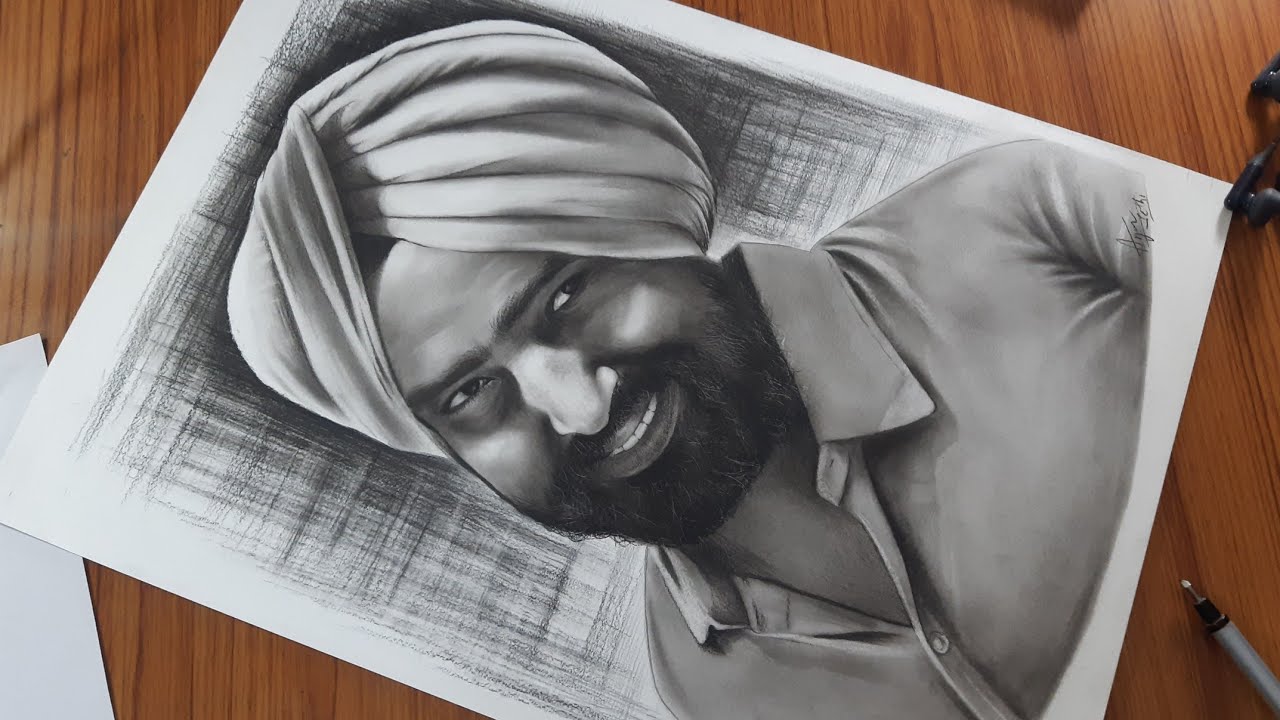 How to Draw a portrait Step by Step using Charcoal Pencil - YouTube