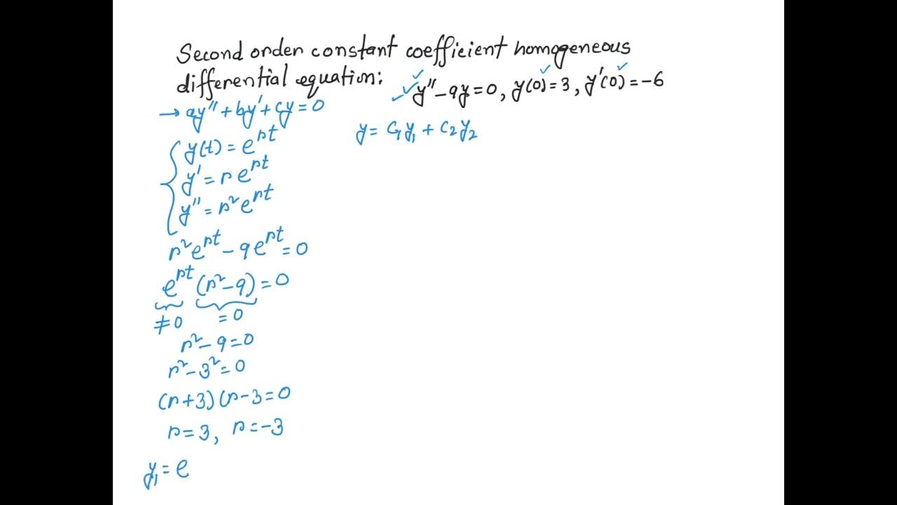 Second order constant coefficient homogeneous example 3 - YouTube