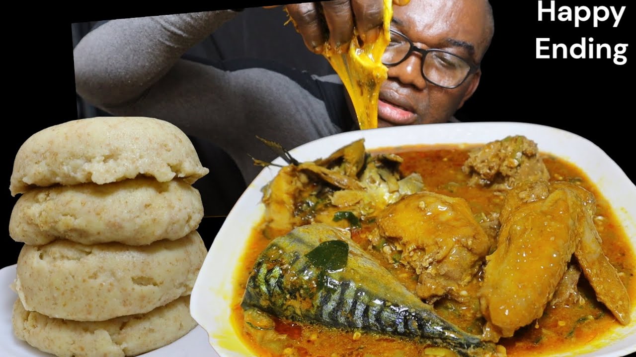 FUFU WITH SLIMY OGBONO SOUP. WHEN A HUNGRY MAN EATS 👨 - YouTube