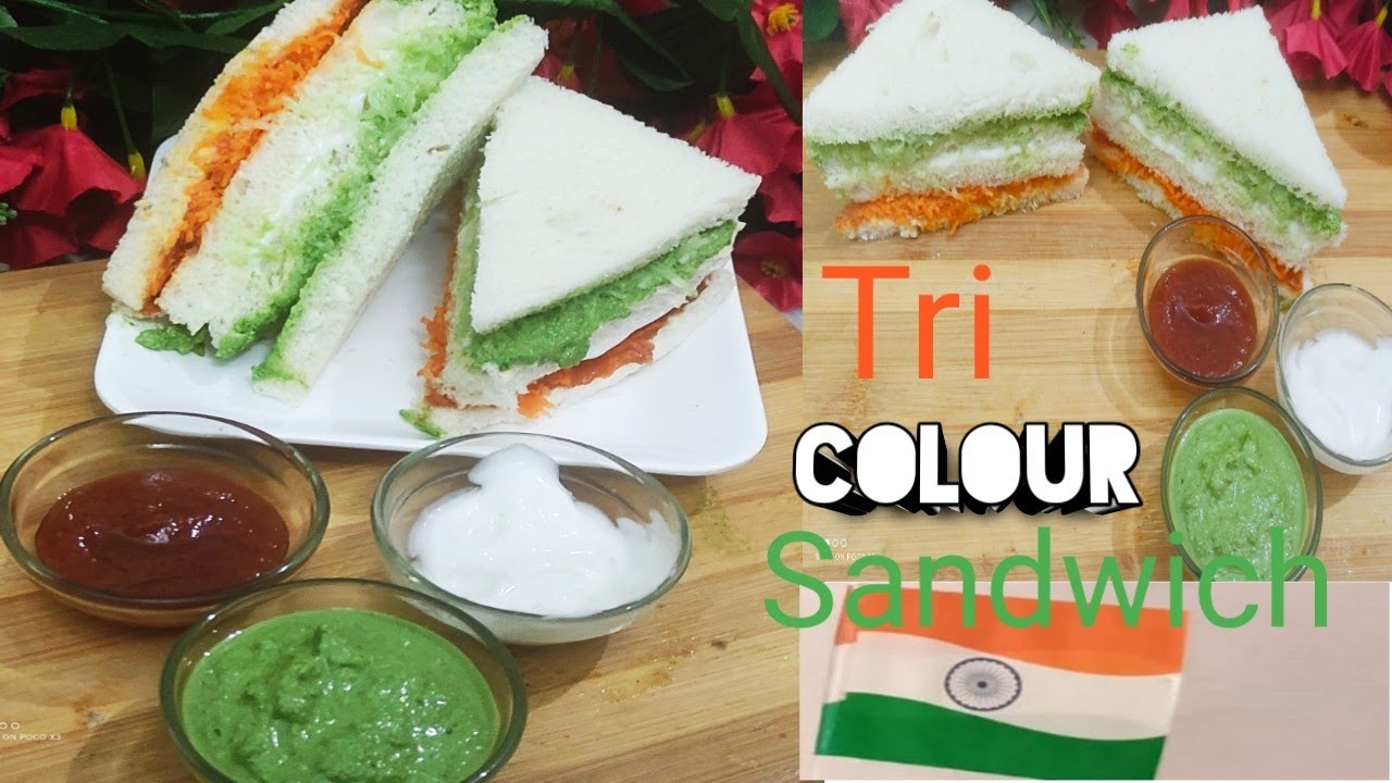 Tricolour sandwich/fireless cooking/healthy vegetable sandwich /kides ...