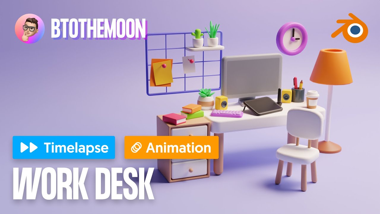 Animating a 3D stylized work desk - Timelapse - Blender 3D - YouTube