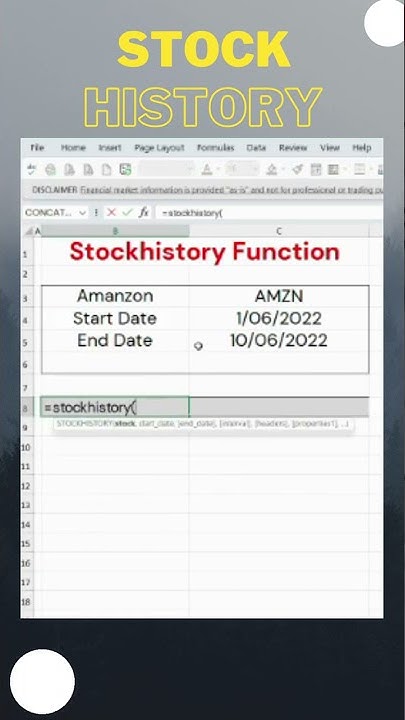 How to use the stock history function in excel? #shorts#excel shorts #how - YouTube