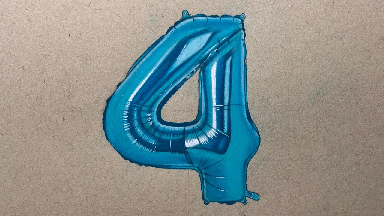 How to draw a number balloon with colored pencils - YouTube