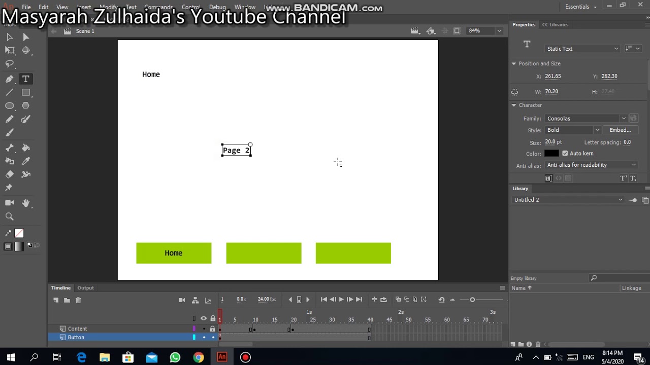 How to create button in Animate CC Part 1 - Malay version - YouTube