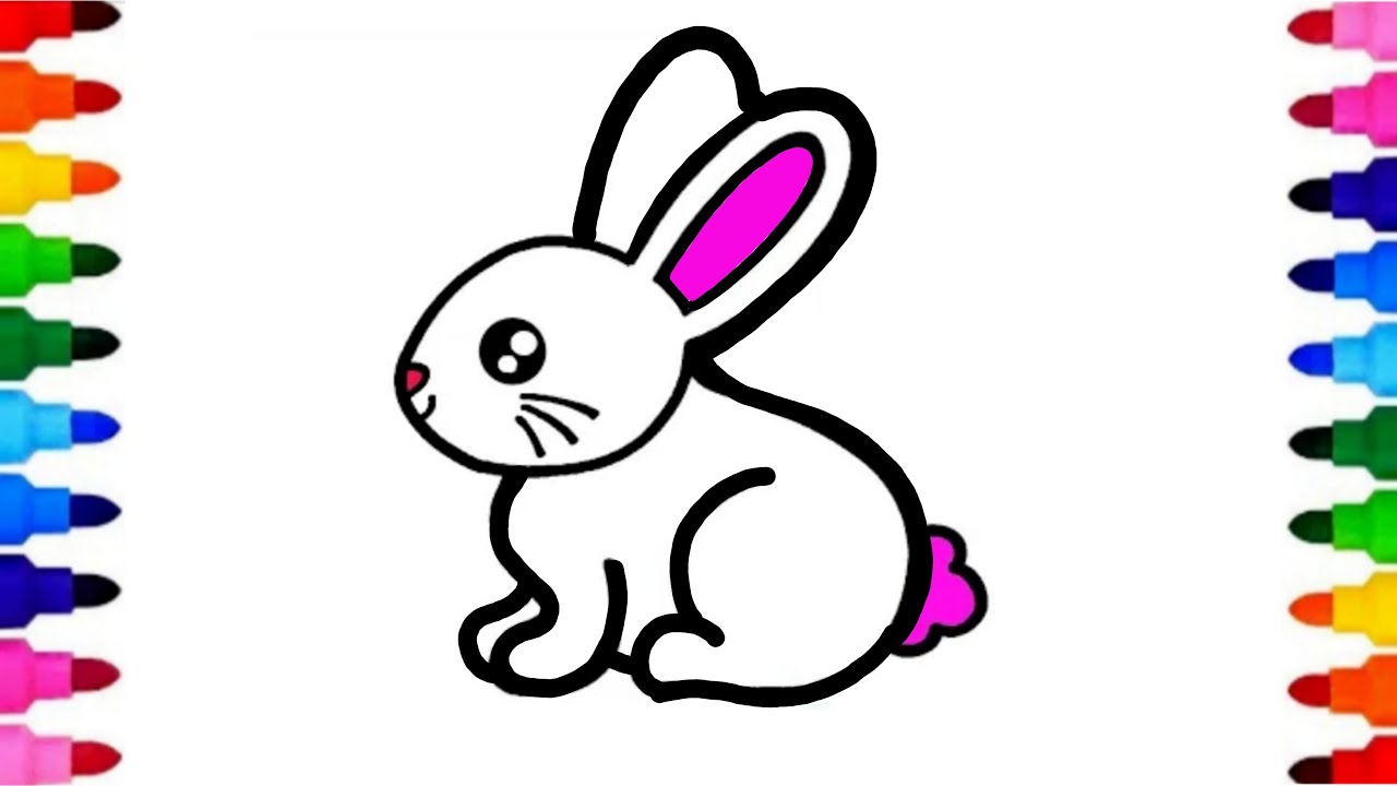 How to draw Bunny step by step for kids | Bunny drawing and coloring ...