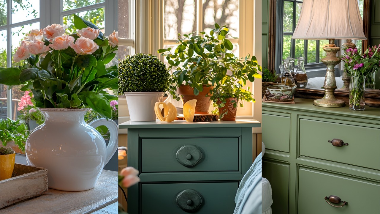 Timeless Spring Home Ideas: Vintage French Country Decor, Green Accents ...