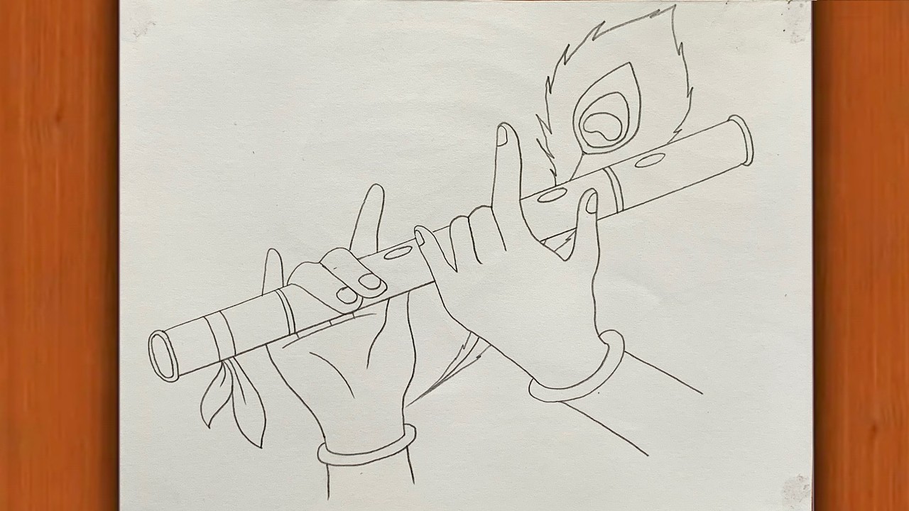 Krishna bansuri drawing easy | how to draw krishna | Bhagwan Krishna ka ...