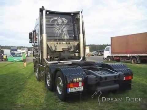 LAUTER AUSPUFF!! MERCEDES ACTROS MP3 OK-TRANS MIT HIGHPIPES
