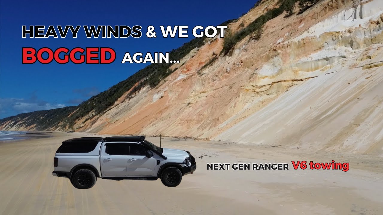 RAINBOW BEACH & BAD WEATHER in the Next Gen Ranger v6 4x4 towing ...