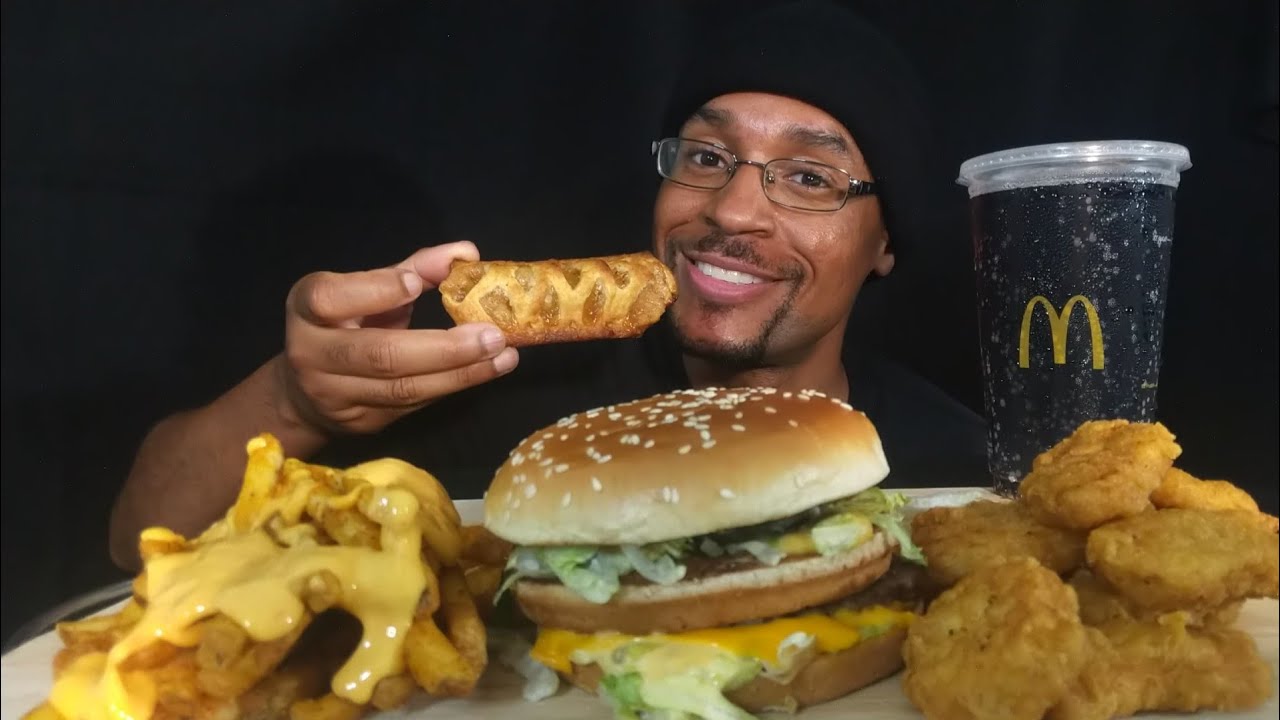 McDonald's Mukbang | Big Mac | Nuggets | Cheesy Checkers Fries | Apple ...