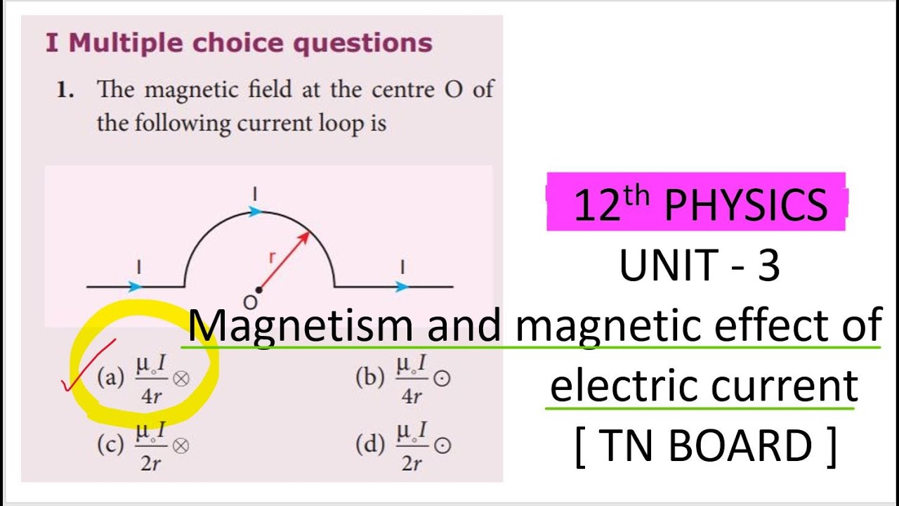 12th PHYSICS UNIT 3 MULTIPLE CHOICE QUESTIONS MAGNETISM AND MAGNETIC ...