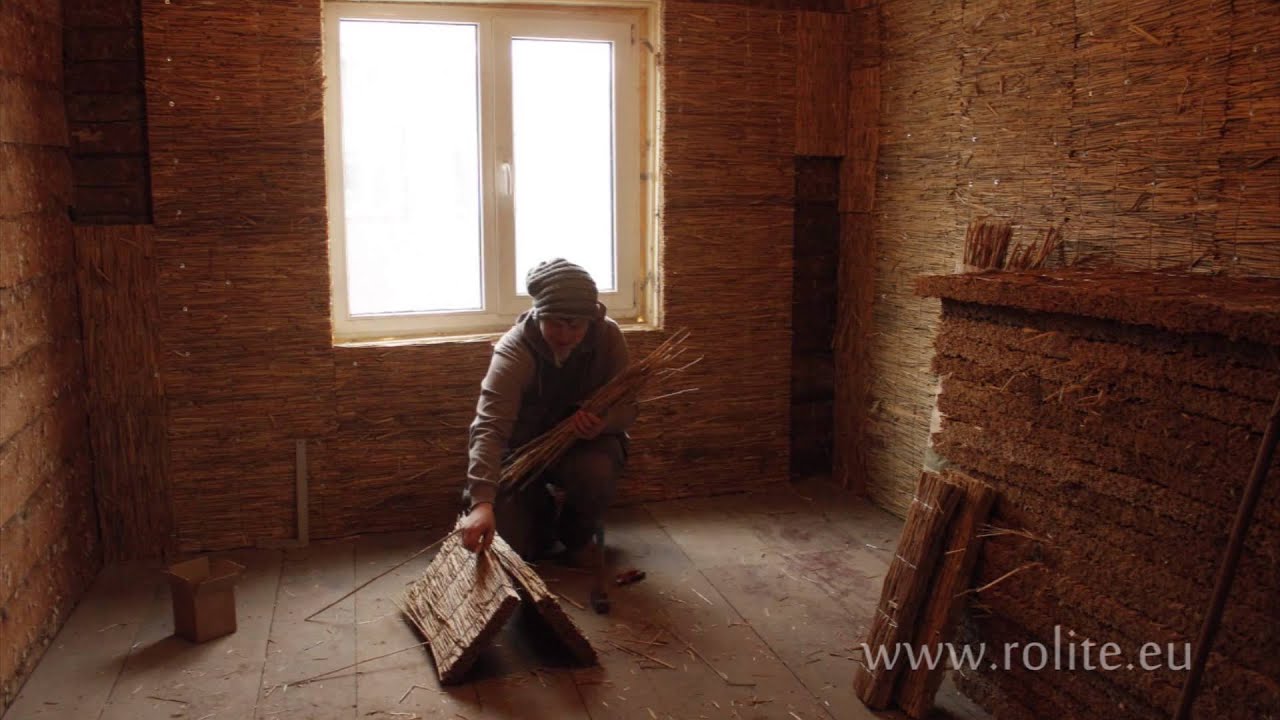 Natural insulation materials: reed board usage timelapse - YouTube
