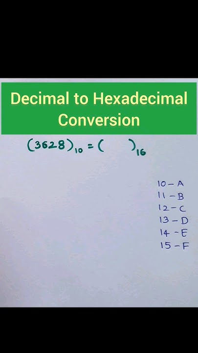 Decimal to Hexadecimal Conversion - YouTube