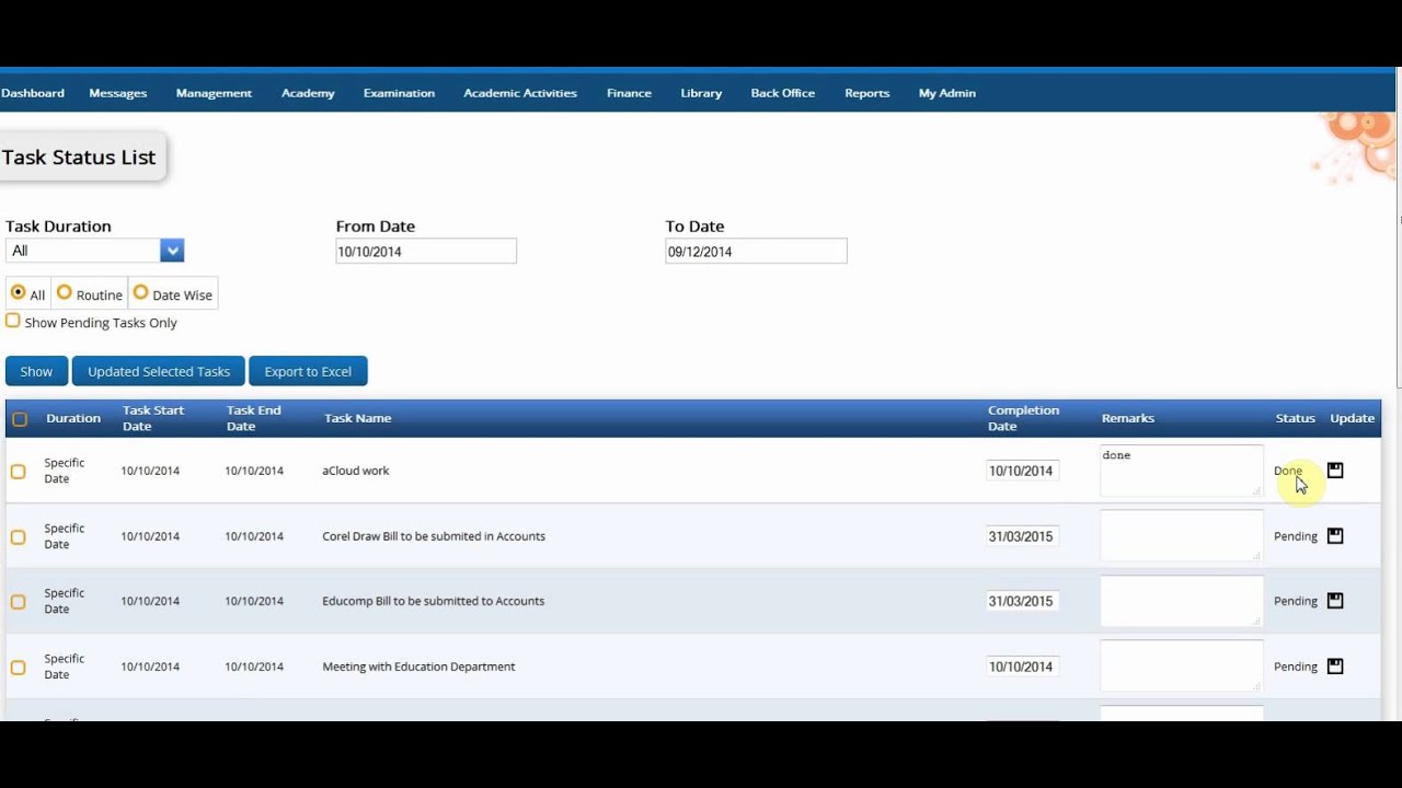 How to use "Task Status Updates" in aCloud.in - YouTube