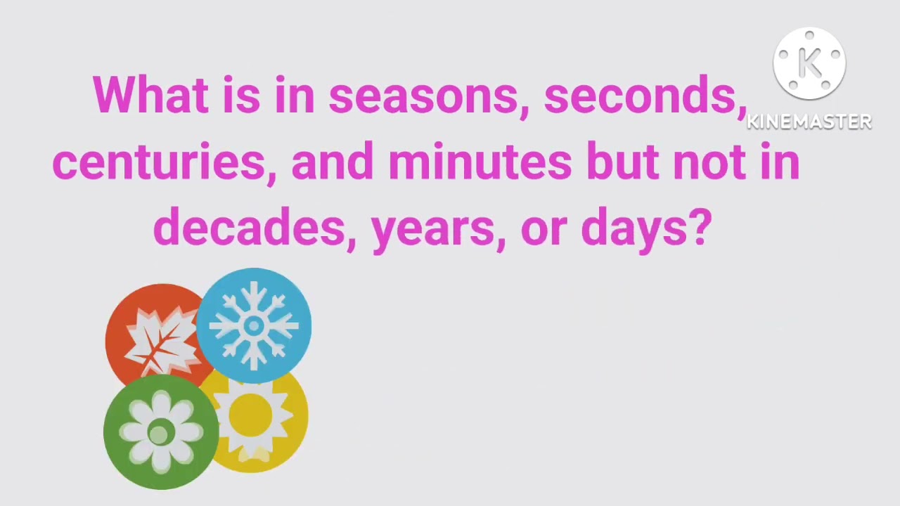 RIDDLE! What is in seasons, seconds, centuries,and minutes but not in ...